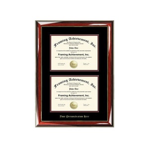 Double Diploma Frame Dual Document Embossed Glossy Prestige Mahogany ...