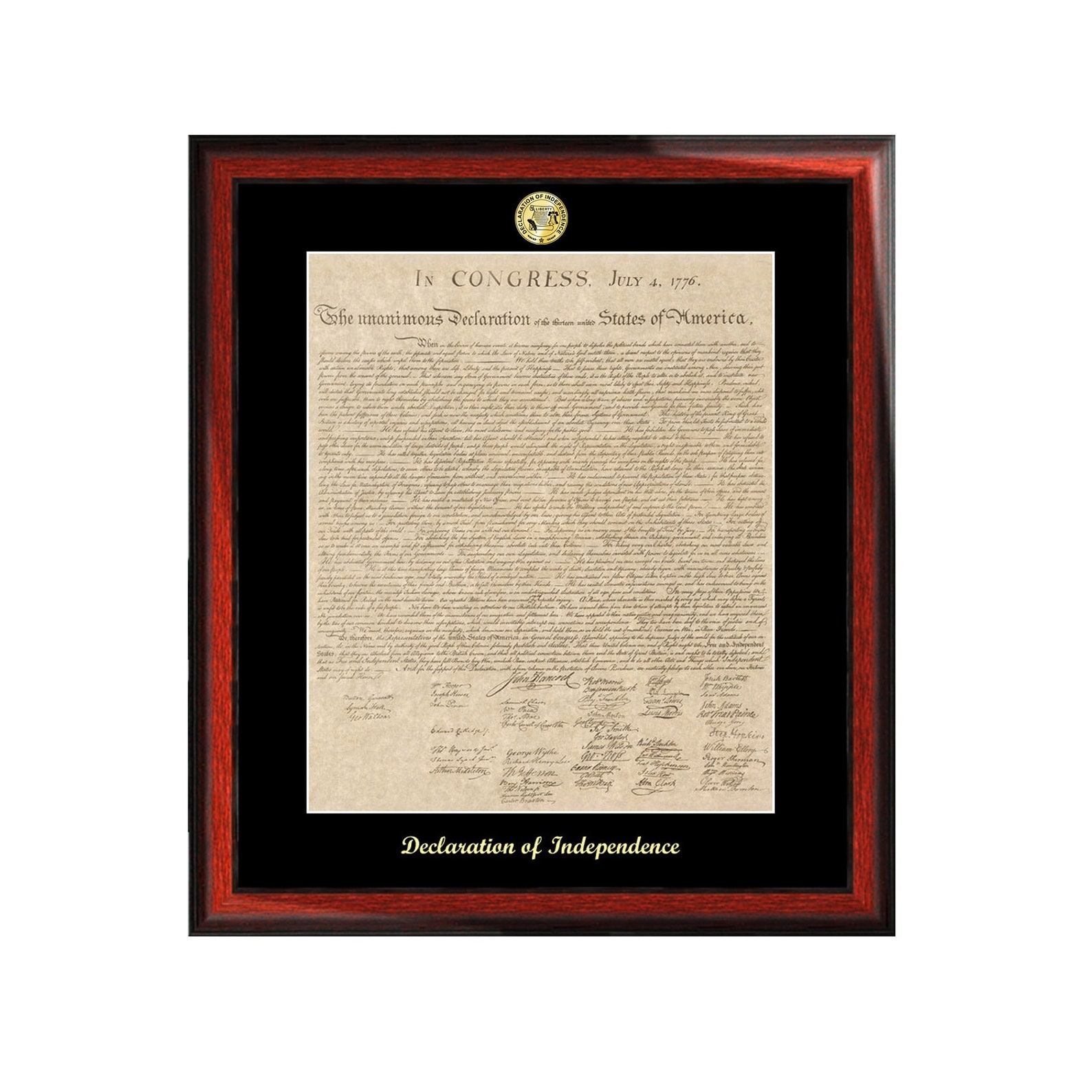 Declaration of Independence Old Antique Replica Print Mahogany Wooden ...