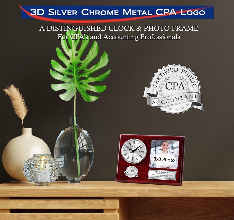Personalize CPA Name Plate Desk Photo Frame Engrave Plaque Clock ...
