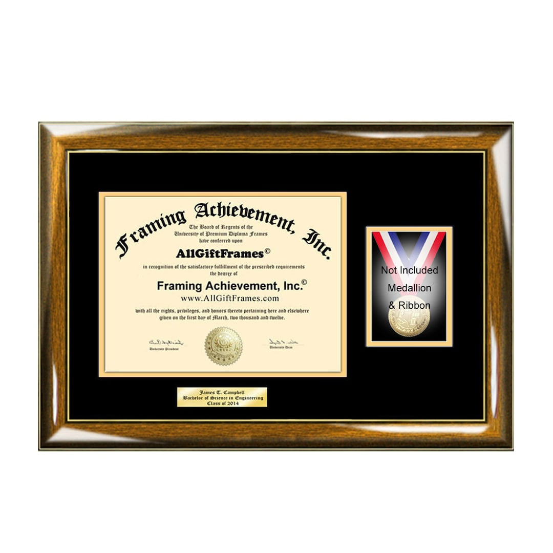 Engrave Medallion Box Diploma Frame Personalize College Degree Frames ...