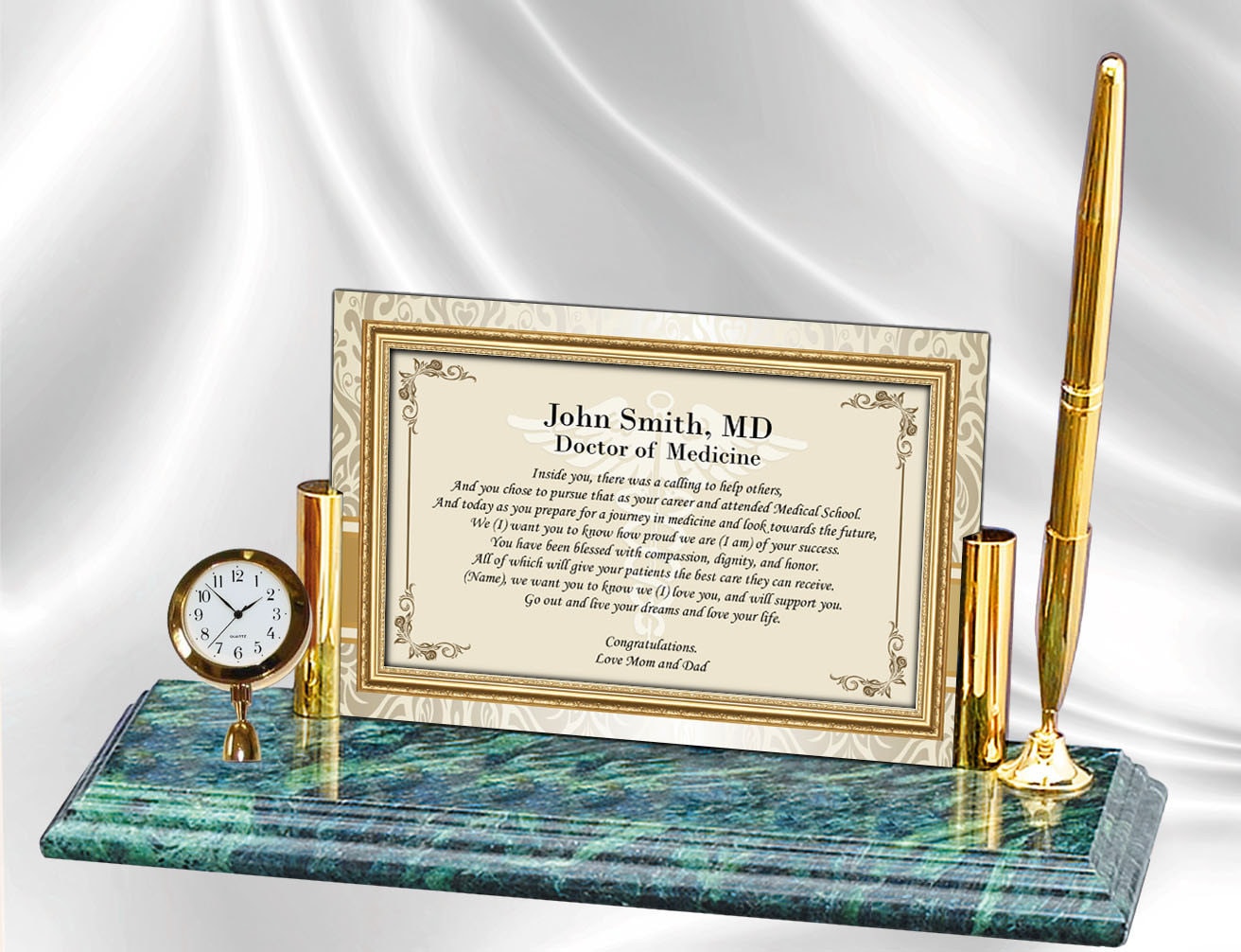 Personalized Graduation Medical School Gift Poetry Mini Clock Marble ...