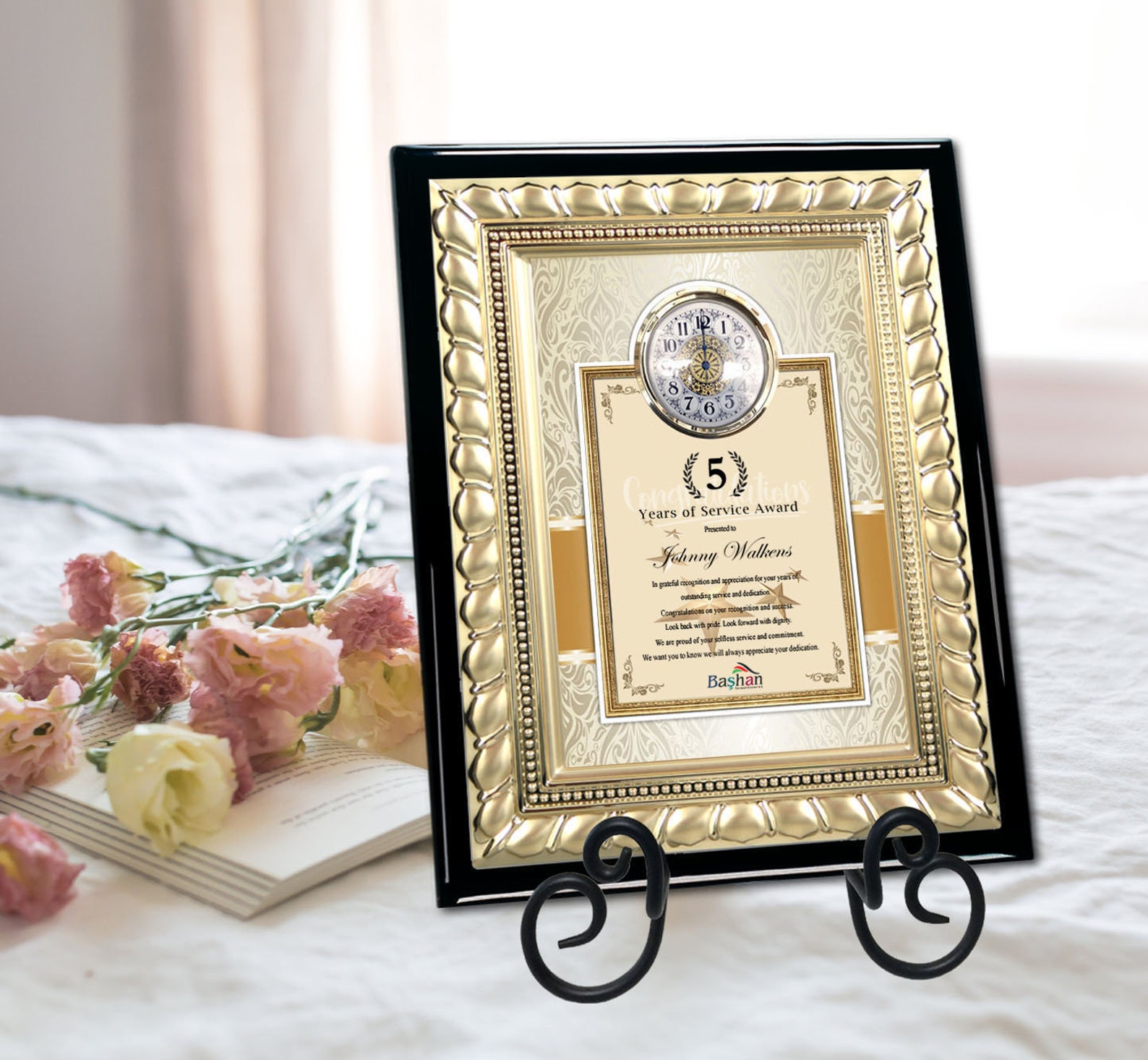 Unique Clock Gift Plaque Employee Service Award Year Month Coworker ...