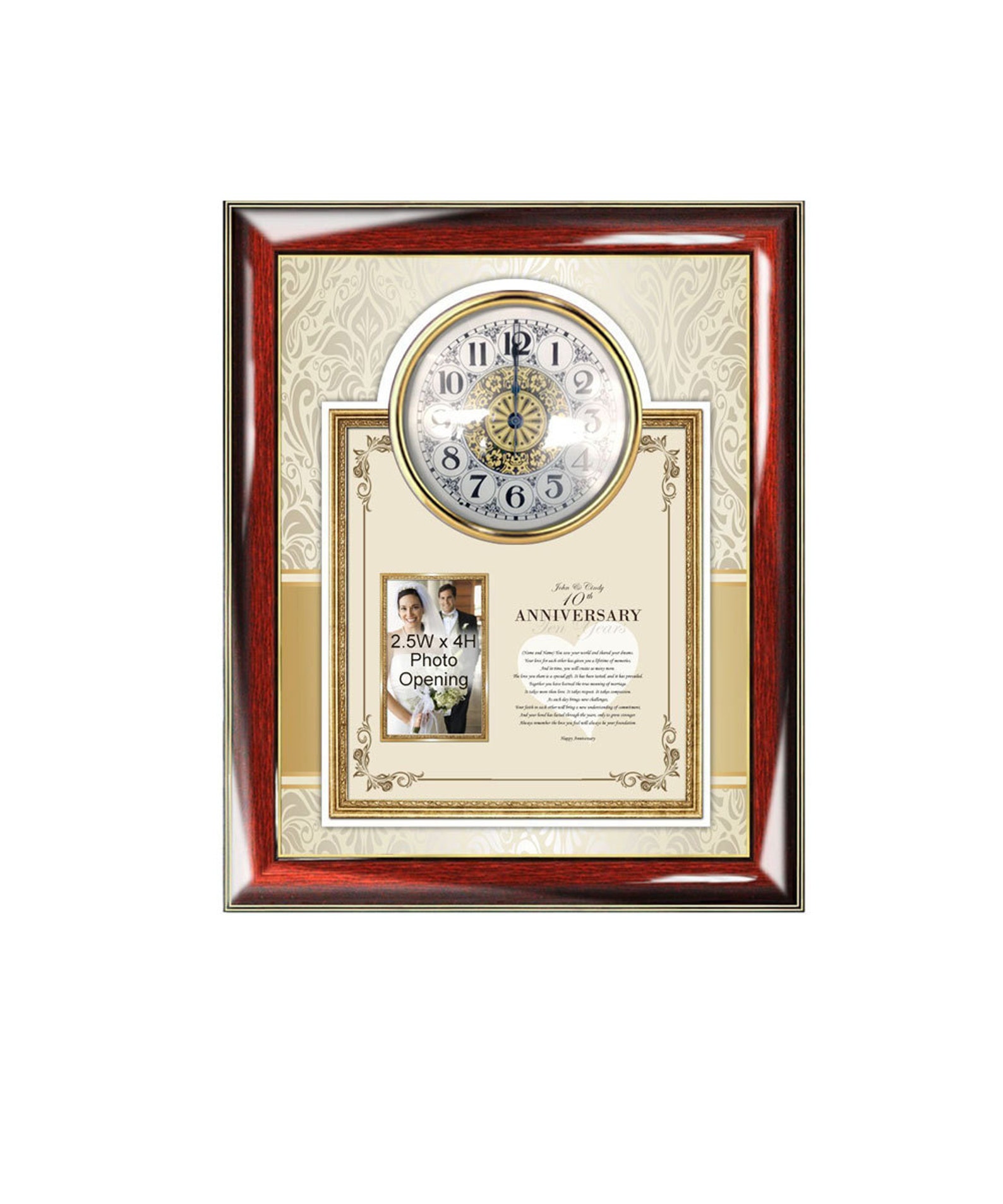 Wedding Anniversary Poetry Clock Picture Frame Personalized Photo ...
