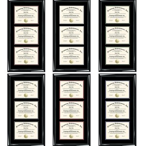 Three Diploma Frame Triple Degree Framing Display Case Holder Wood ...