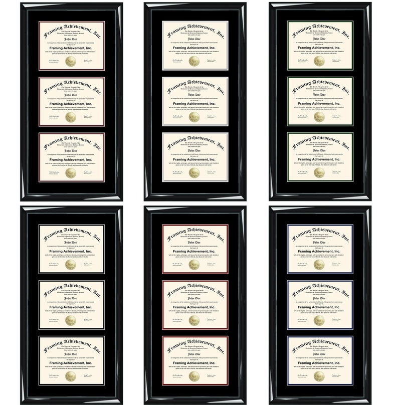 Three Diploma Frame Triple Degree Framing Display Case Holder - Etsy