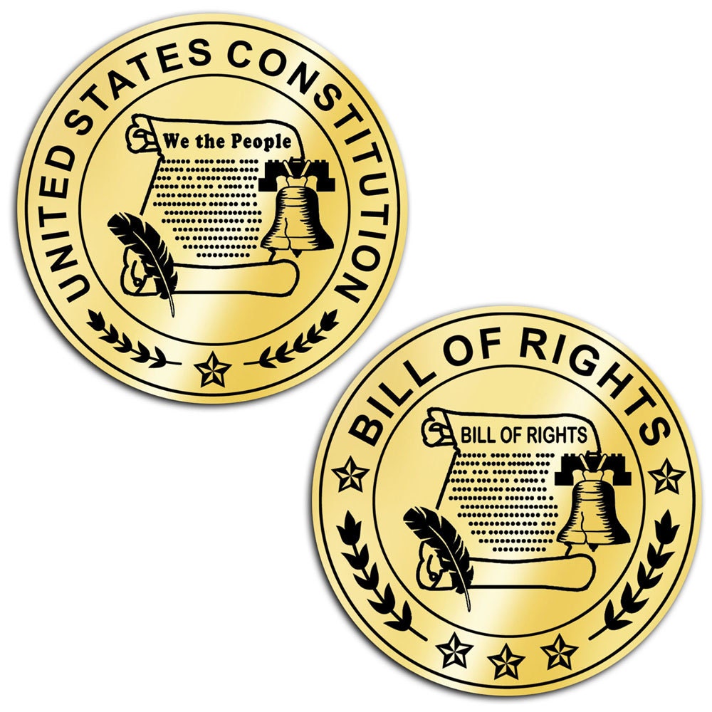 Constitution Frame Replica & Bill of Rights Print Frame Set Gold ...