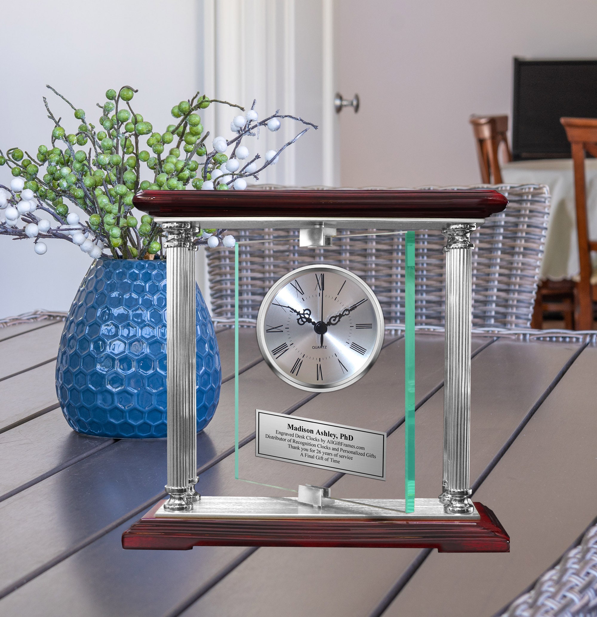 Home & Living Clocks Home Décor Silver Pillars 360 Degree Spinning ...