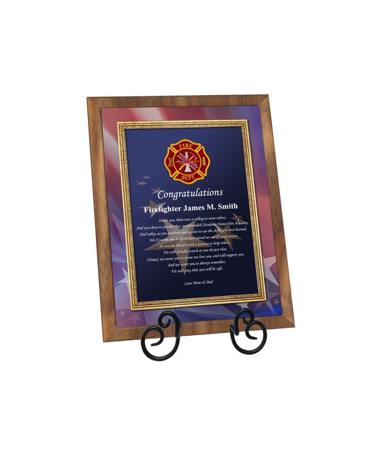 Firefighter Academy Graduation Gift Fire School Graduate Poem Walnut ...