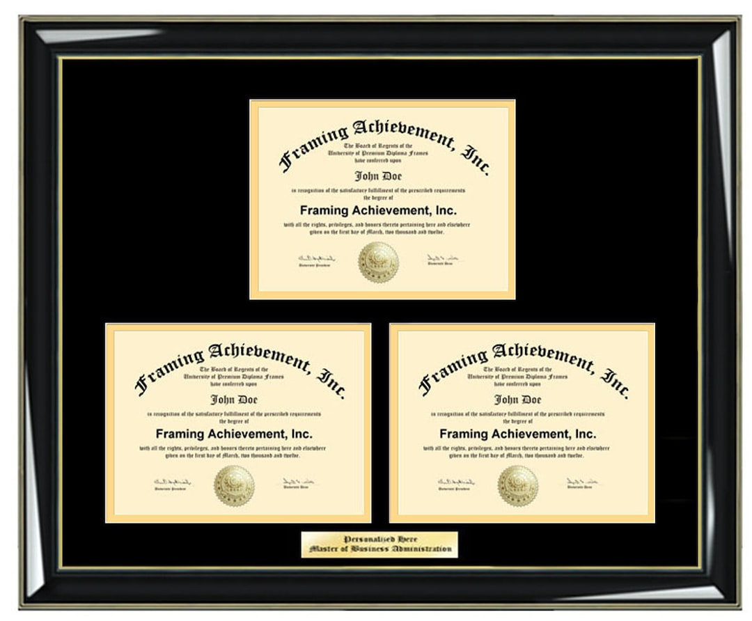 Engraved Diploma Frame Triple Degree Framing Document State Board ...