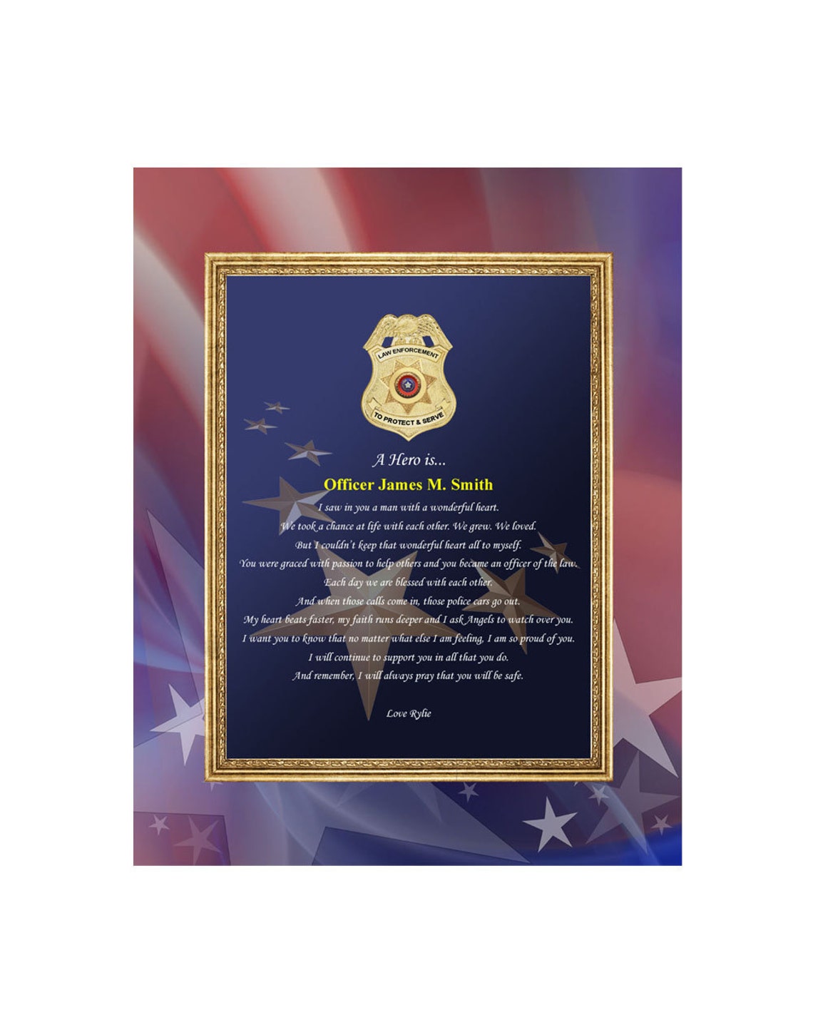 Personalized Love Poem Sheriff Police Officer Present 11x14 Unframed ...