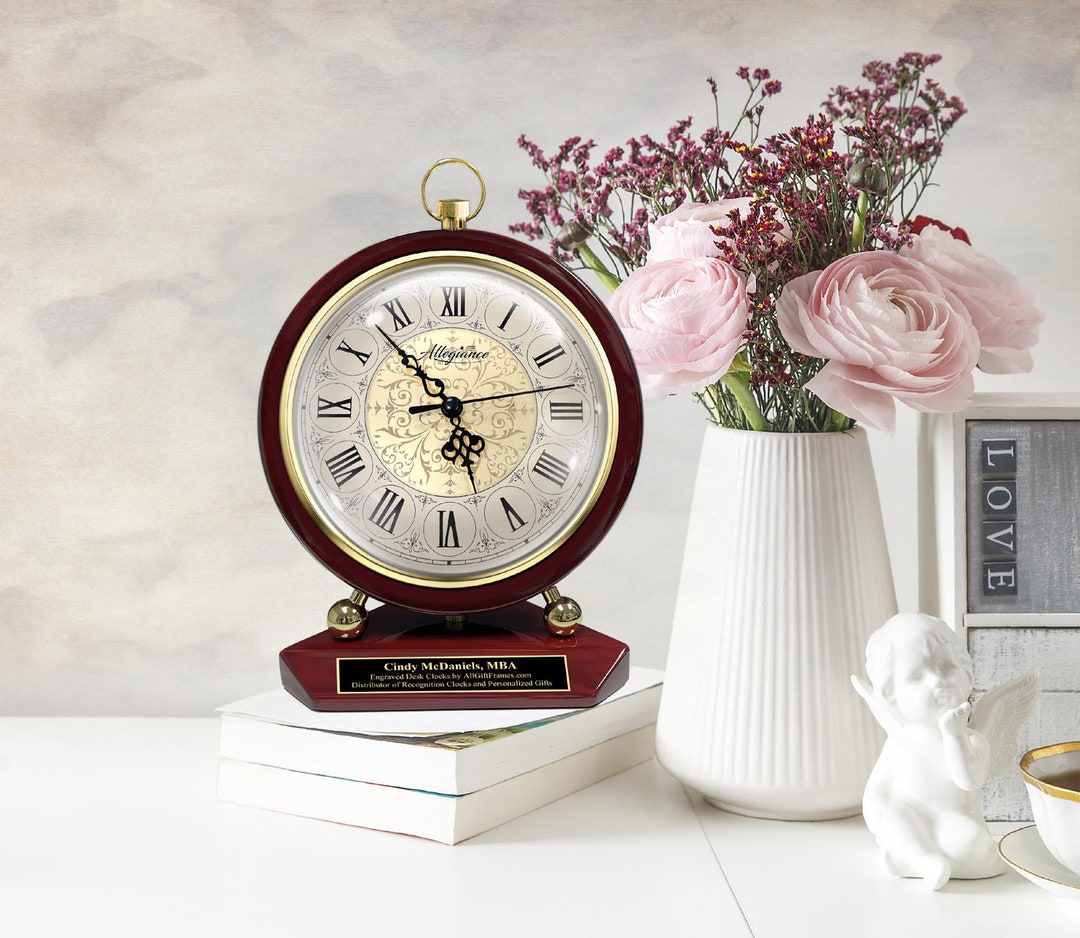 Engraved Tabletop Large Fireplace Mantel Clock Table Custom Shelf ...