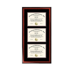 Double Matted Triple Diploma Frame Certificate Framing Three Document ...