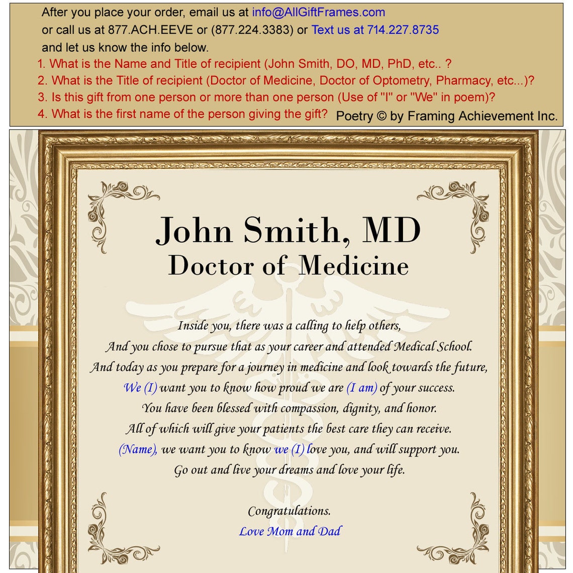 Personalized Medical School Graduation Gift Picture Frame Doctor ...