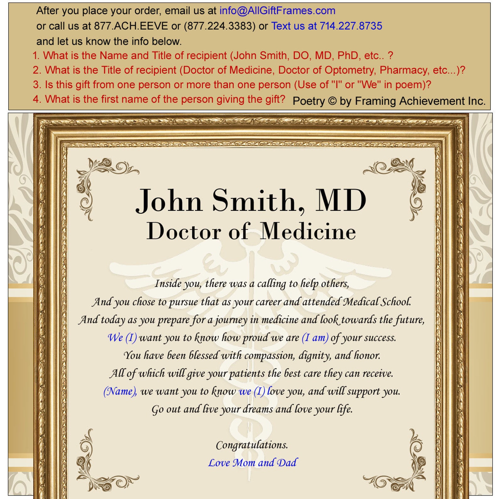 Congratulation Medical School Graduation Gift Picture Frame New Doctor ...