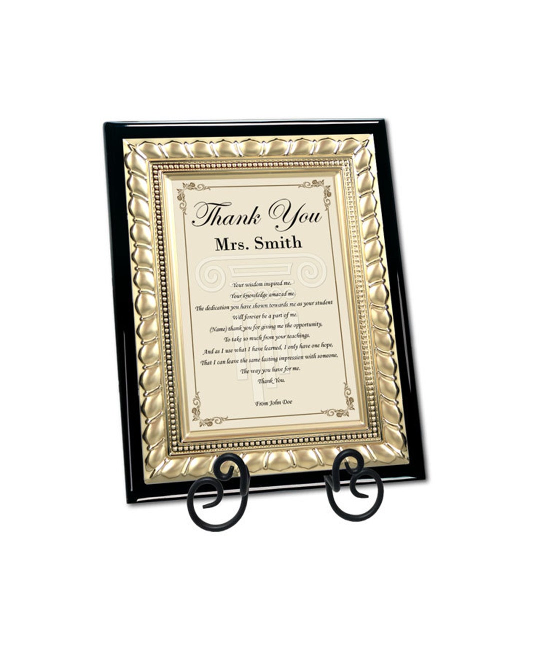 Thank You Professor Teacher Mentor Poem Gift Gold Metal Border Plaque ...
