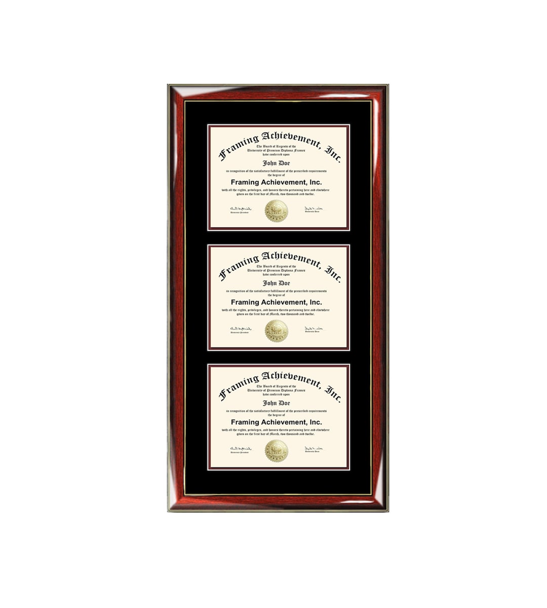 Triple Diploma Frame Certificate Frames University College Plaque ...