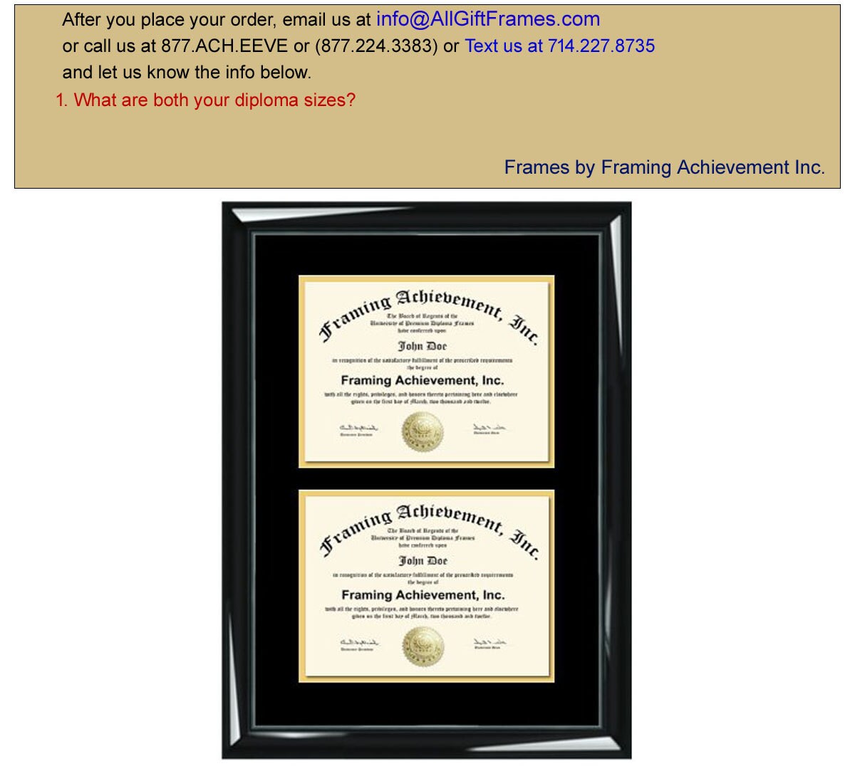 Dual Diploma Frame Double Certificate Frames Two Document | Etsy