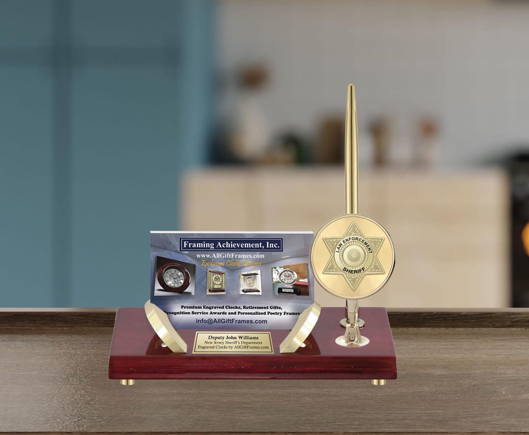 Officer Desk Business Card Holder Pen Deputy Sheriff Name Plate Engrave ...