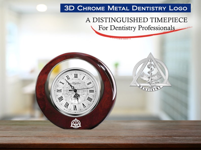 Dentistry Silver Logo Wood Desk Clock Embellish Design Element Dental ...