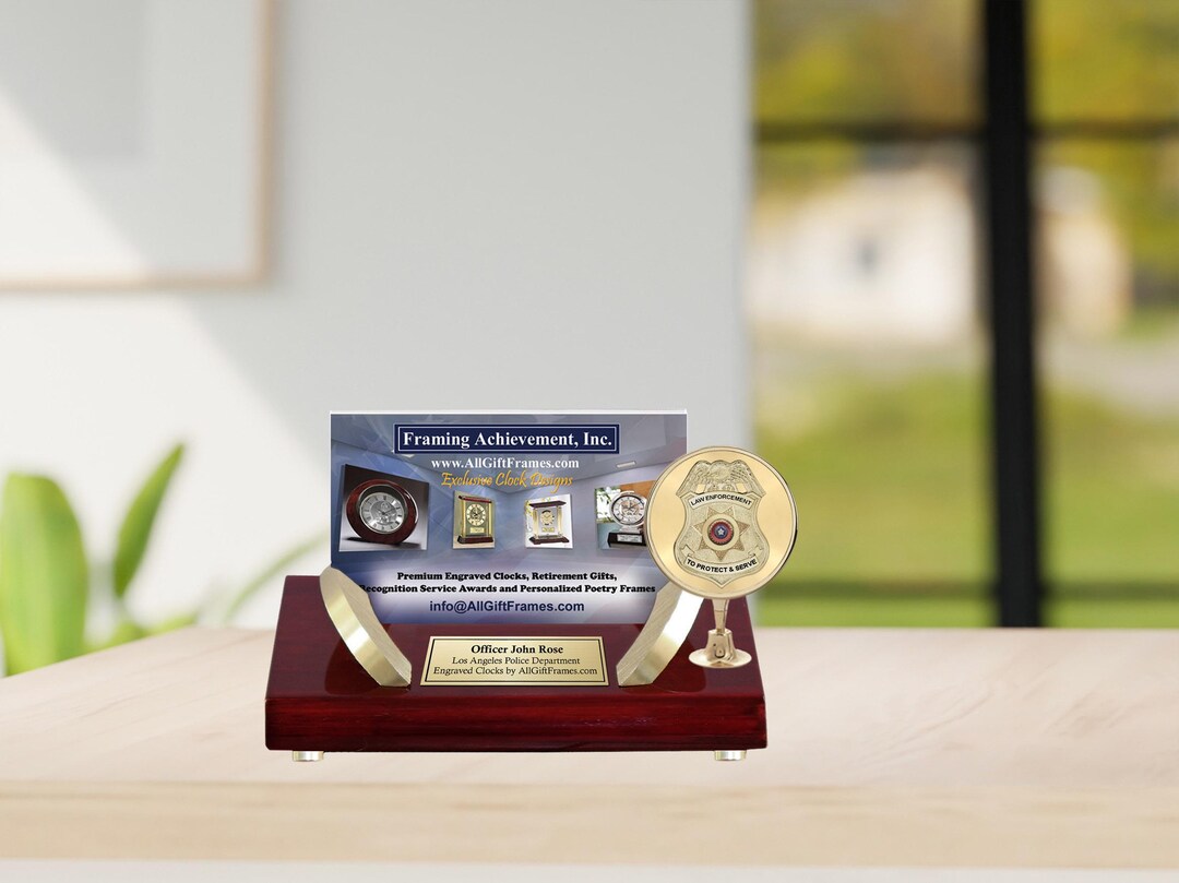 Officer Engrave Desk Business Card Holder Police Logo Law Enforcement ...
