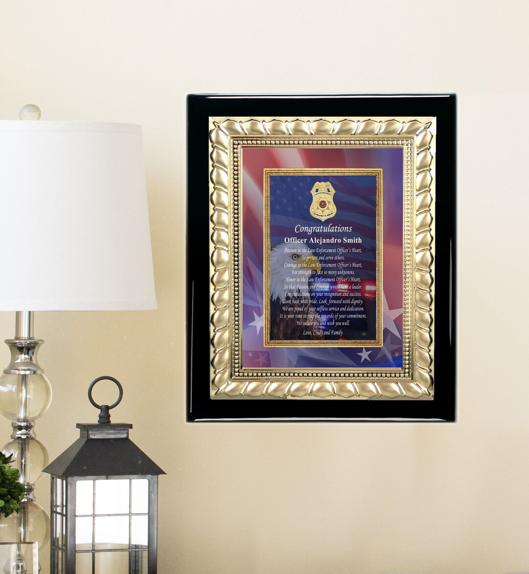 Policeman Sheriff Cop Service Award Plaque Retirement Unique Gift Idea ...