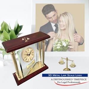Attorney Gift Engrave Column Clock Personalize Gold Unique Law School ...