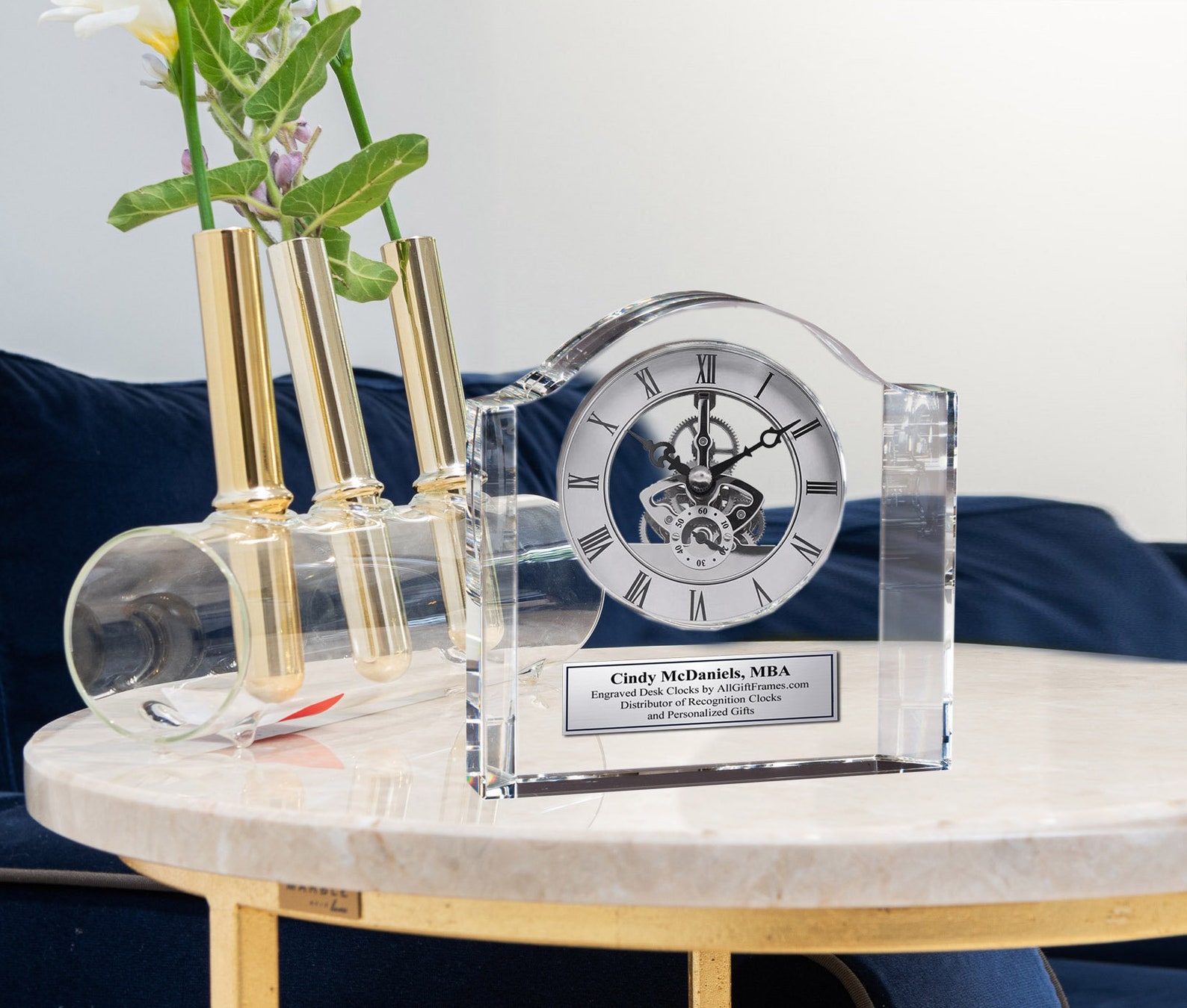 Custom Arch Crystal Engraved Clock Desk Table Mantel Engraving - Etsy