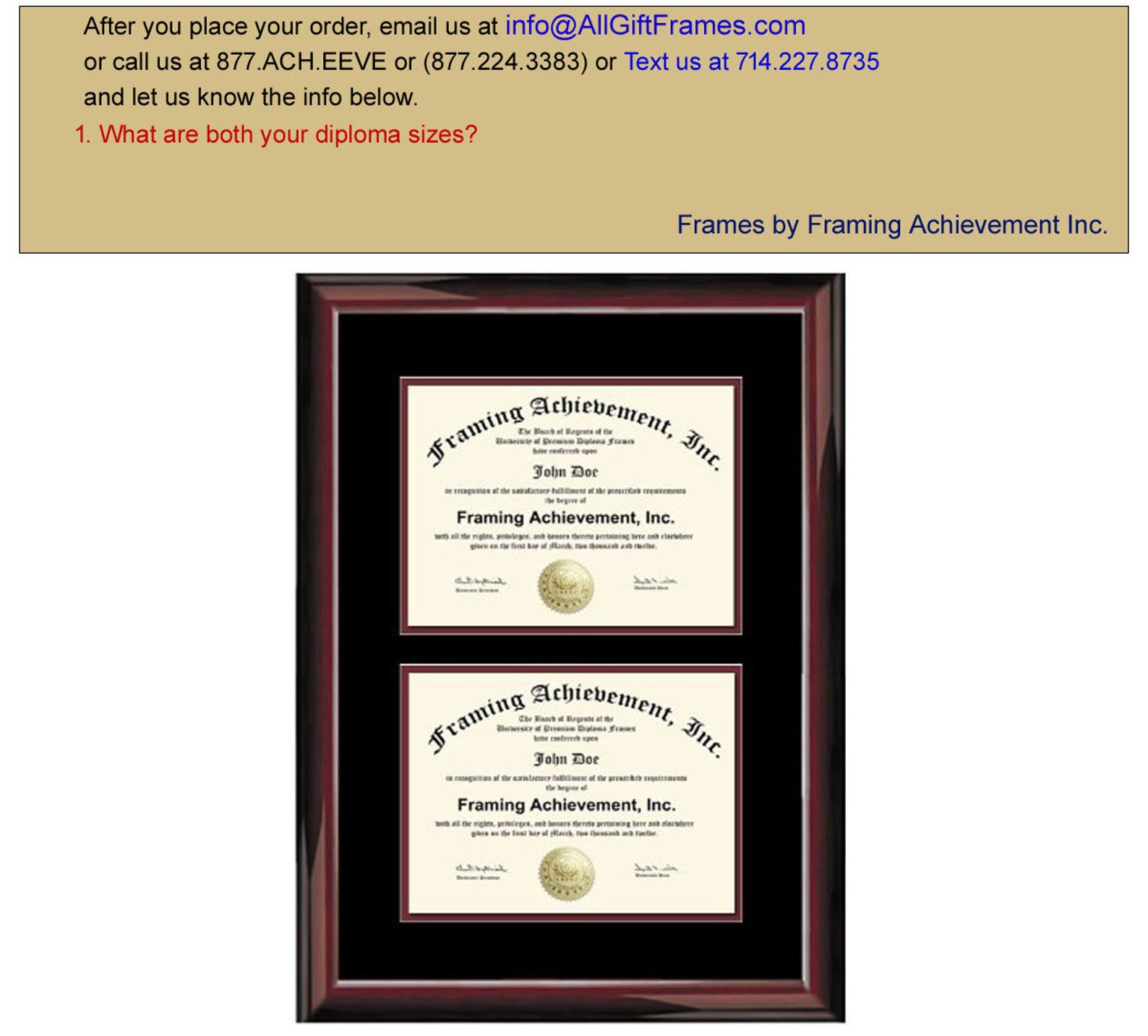 College Dual Diploma Frame Two Degree Double Certificate - Etsy