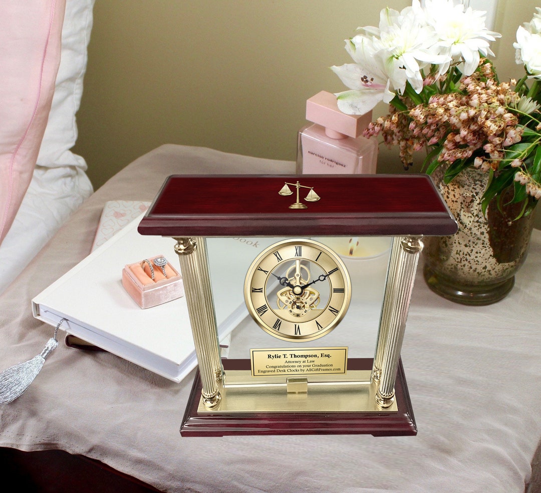 Personalize Law Gift Engrave Clock Attorney Award Plaque Trophy Logo ...