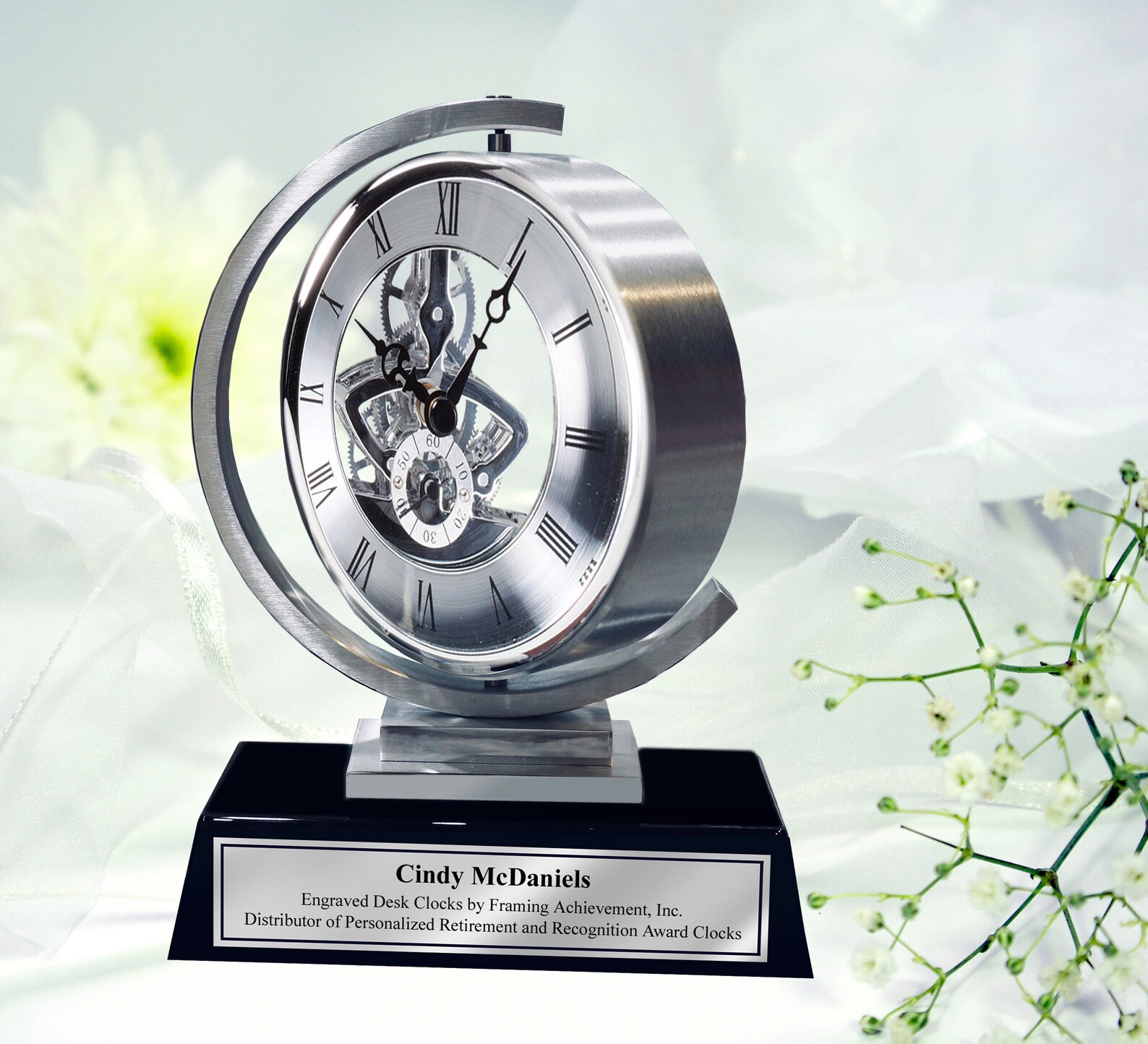 Gear Da Vinci Metal Silver Desk Clock Which Rotates 360 Degrees With ...