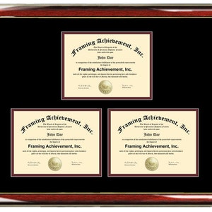 Three Certificate Frame Degree Framing Holds 3 Diploma Documents ...