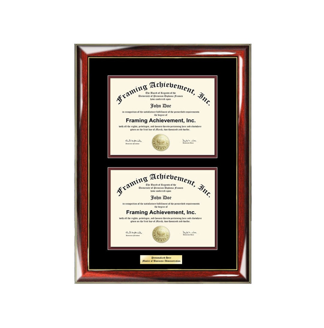 Dual Certificate Frames Double Diploma Graduation Frame Engraved Glossy ...
