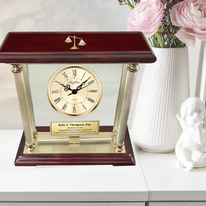 Attorney Gift Engrave Column Clock Personalize Gold Unique Law School ...