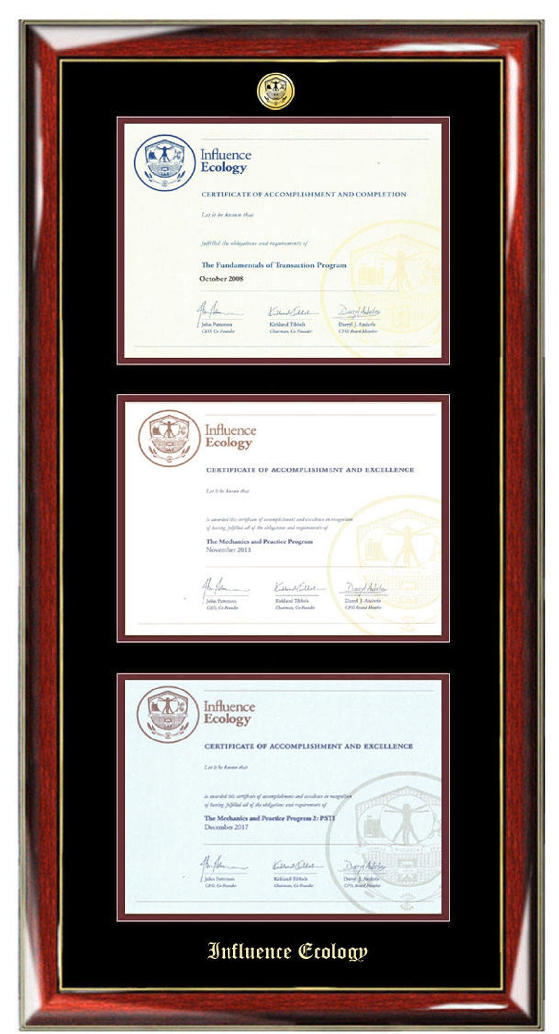 Influence Ecology Triple Certificate Frame With Gold Medallion - Etsy