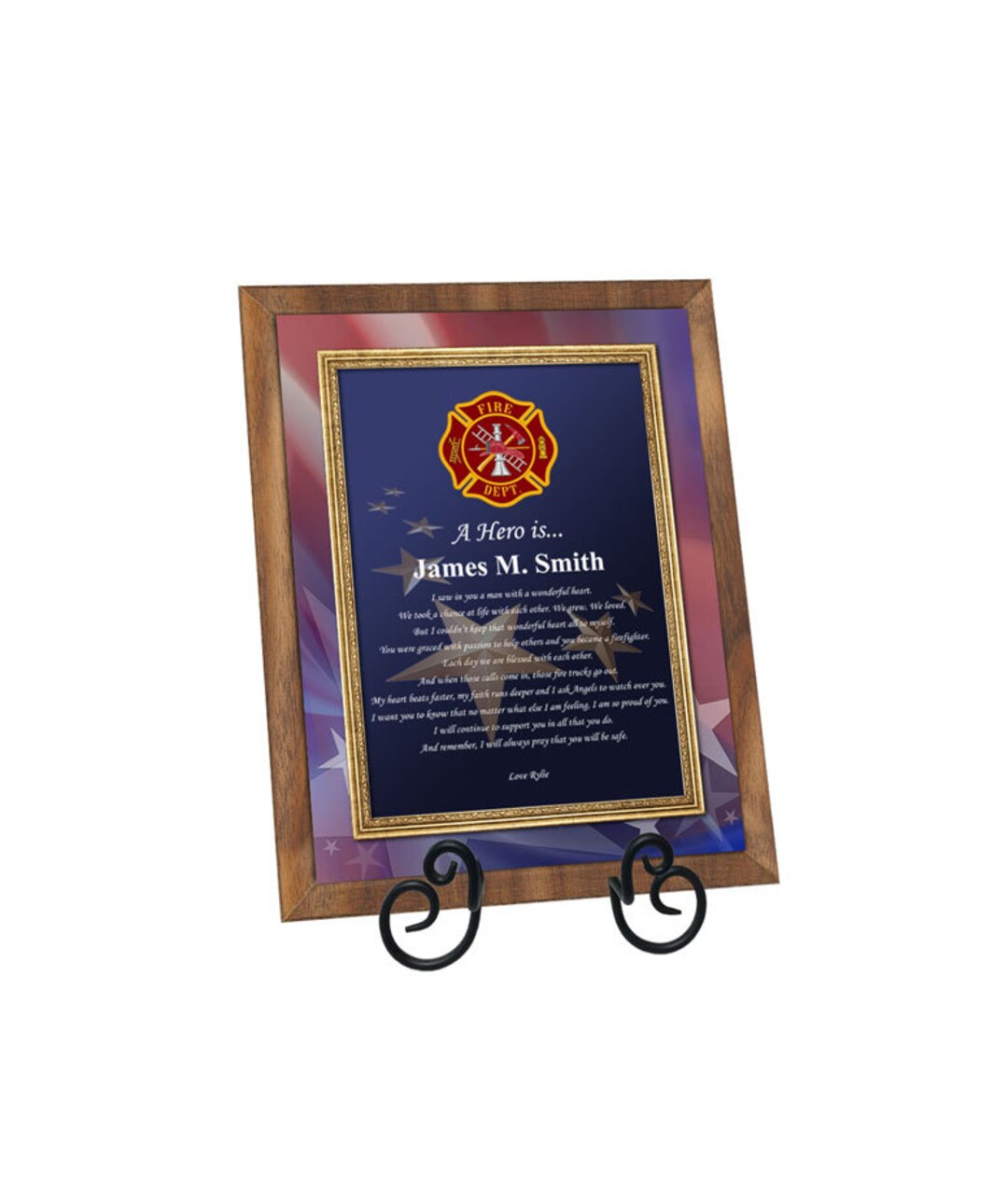 Firefighter Gift Fireman Poem Walnut Plaque Fire Fighter Present Poetry ...
