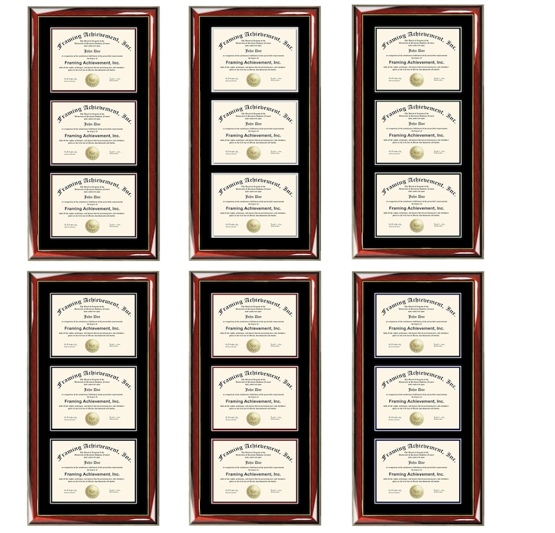 Triple Diploma Frame Certificate Frames University College - Etsy