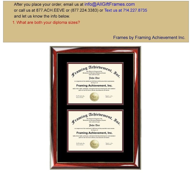 Double Degree Frame Dual Diploma Frames Two Certificate Glossy - Etsy
