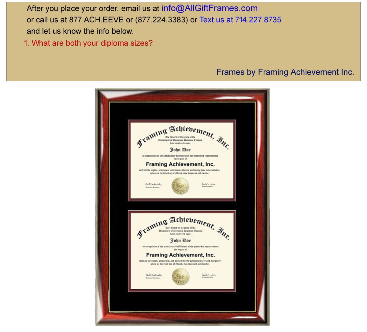Double Degree Frame Dual Diploma Frames Two Certificate Glossy - Etsy