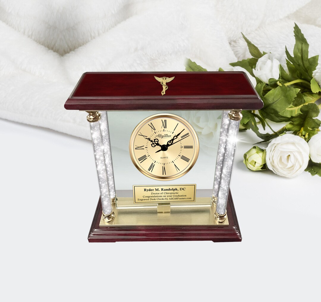 Chiropractic 3D Logo Engraved Clock Crystal Diamond Congratulation ...