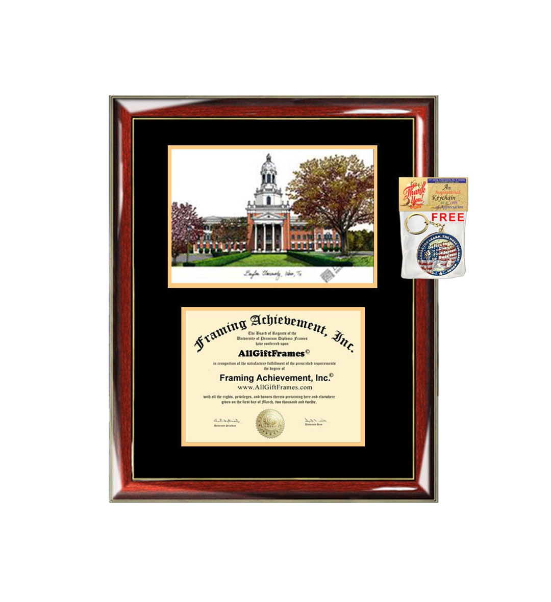 Baylor University Diploma Frame Lithograph Campus Image Baylor ...