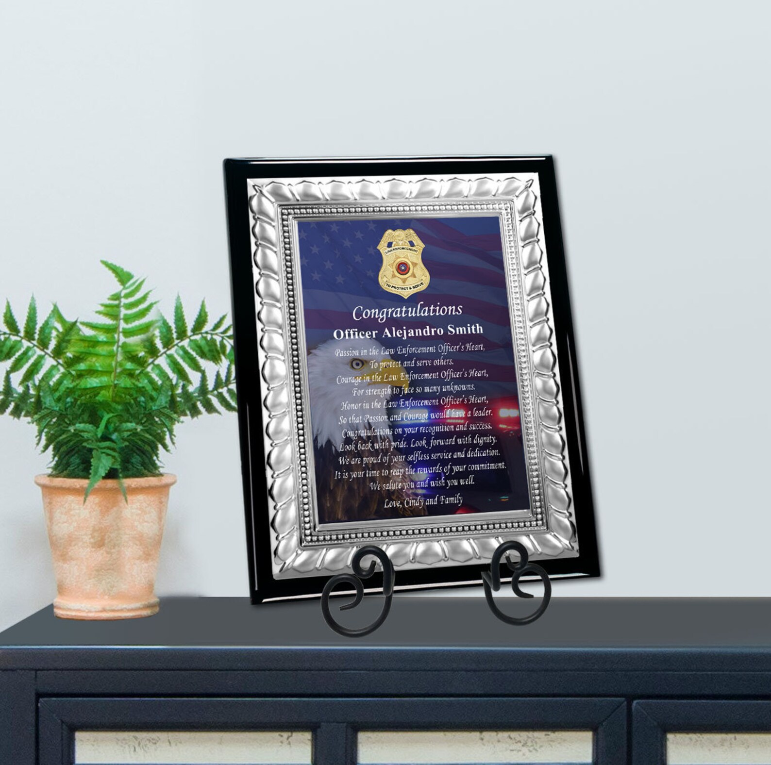 Law Enforcement Retirement Plaque Award Silver Policeman - Etsy