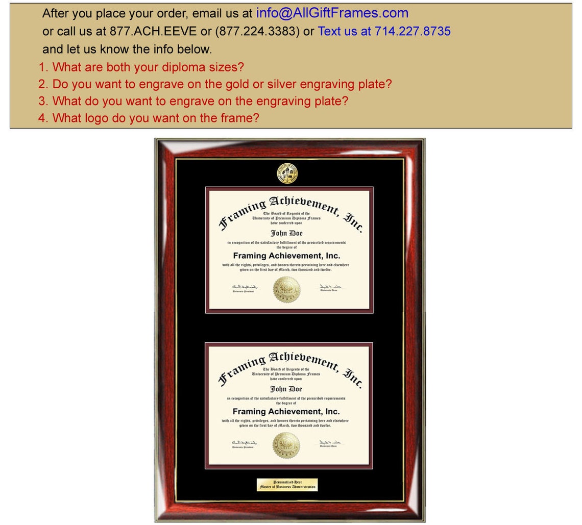 Graduation Dual Degree Diploma Frame Engraved University Major | Etsy