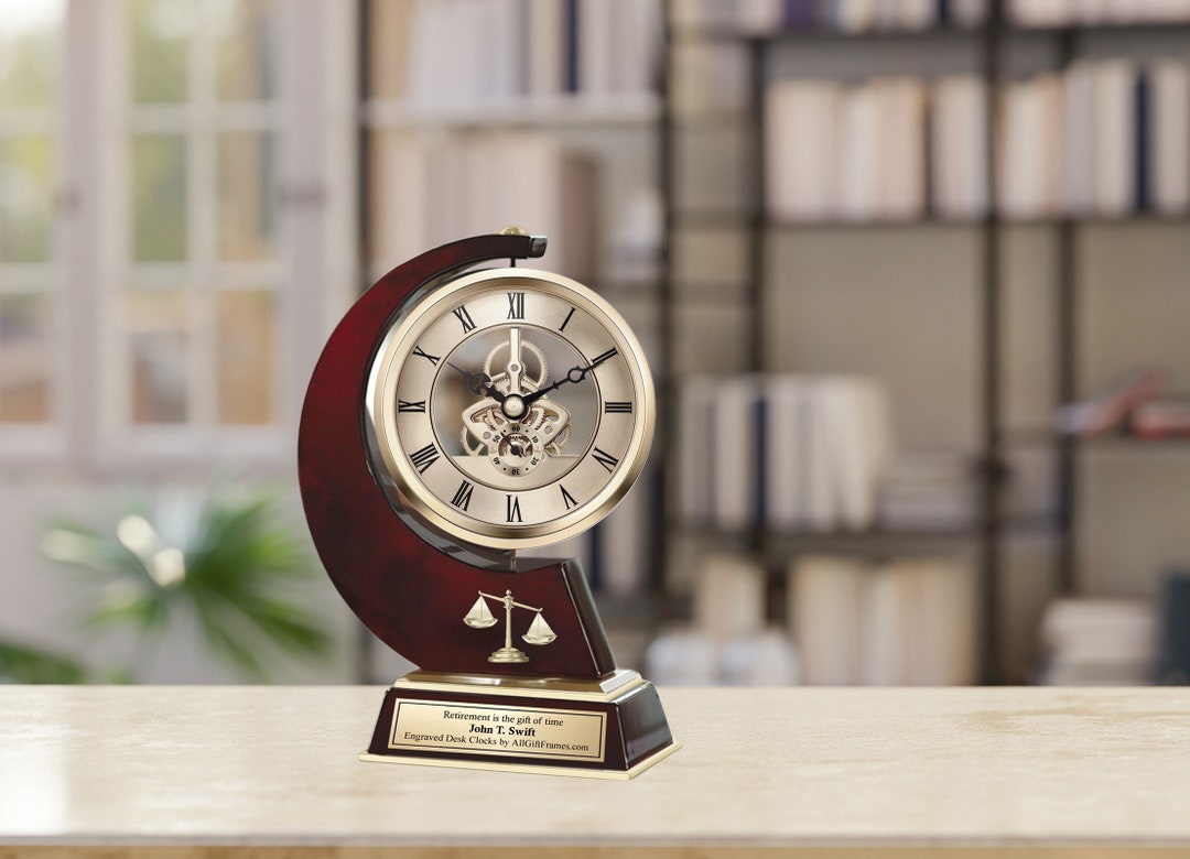 Juris Doctorate Graduation Clock Justice Law Scale Gold Logo Mechanical ...