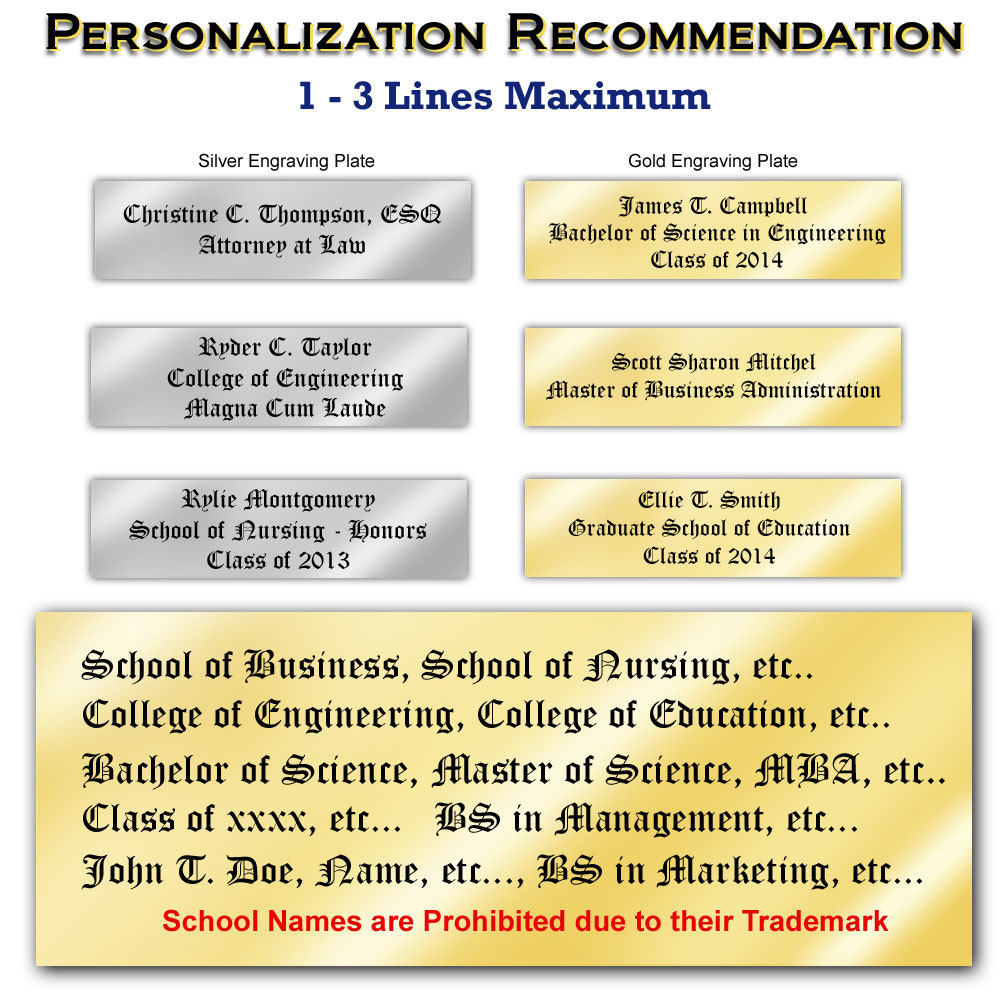 Diploma Frames With Engrave Plate Black Mat Personalized Glossy ...