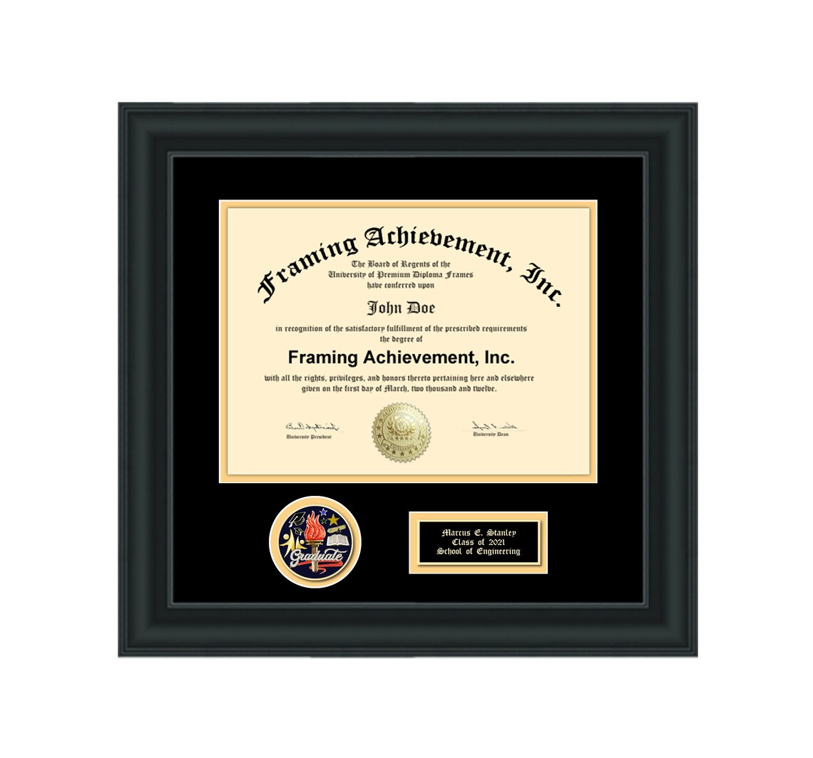 Engraved Matted Diploma Frame With 3D Graduate Academic | Etsy