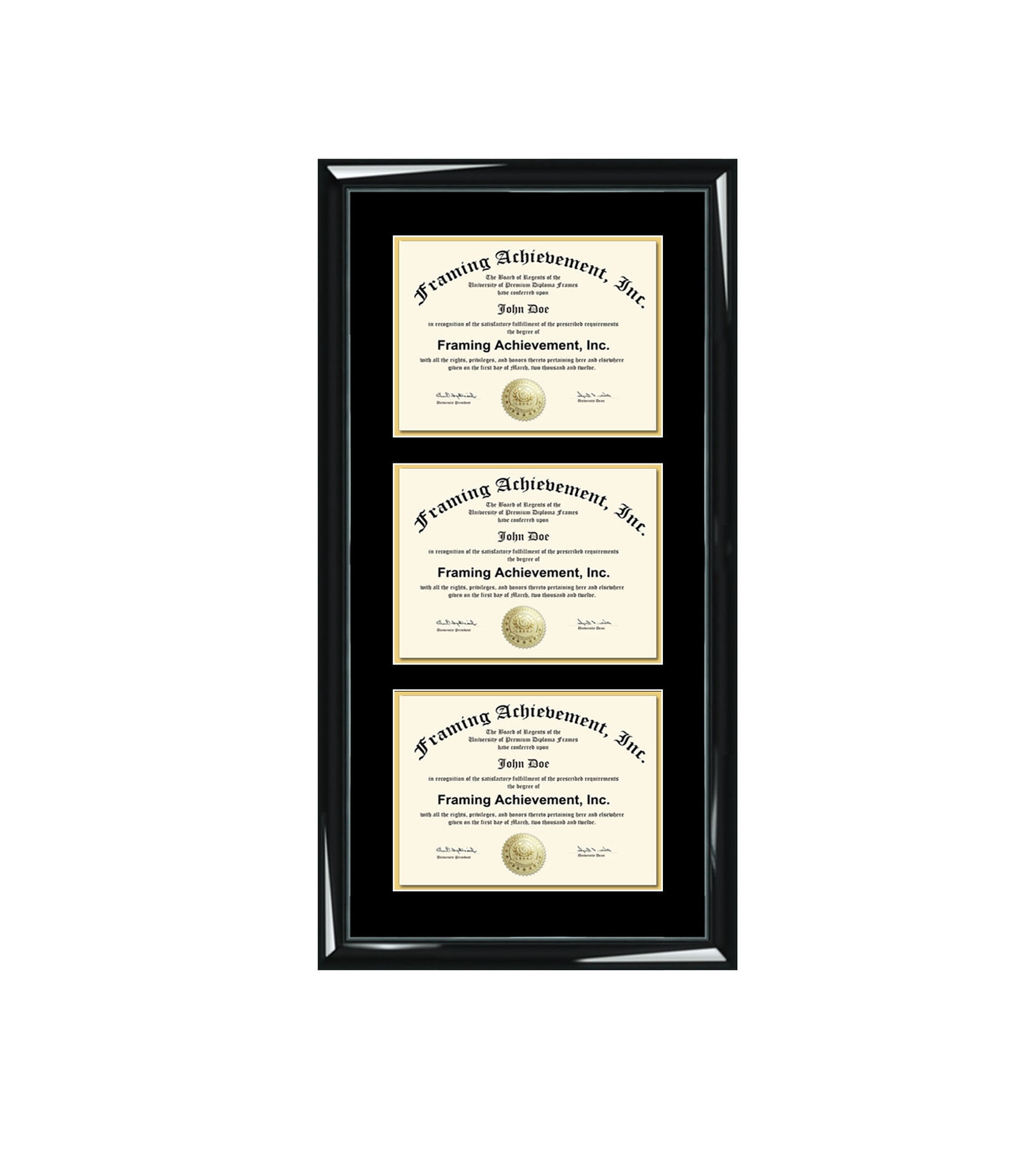 Three Diploma Frame Triple Degree Framing Display Case Holder Wood ...