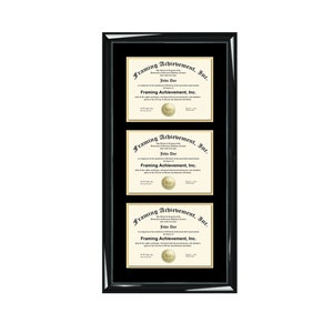 Three Diploma Frame Triple Degree Framing Display Case Holder Wood ...