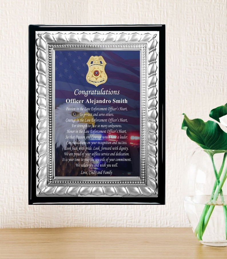 Law Enforcement Retirement Plaque Award Silver Policeman - Etsy