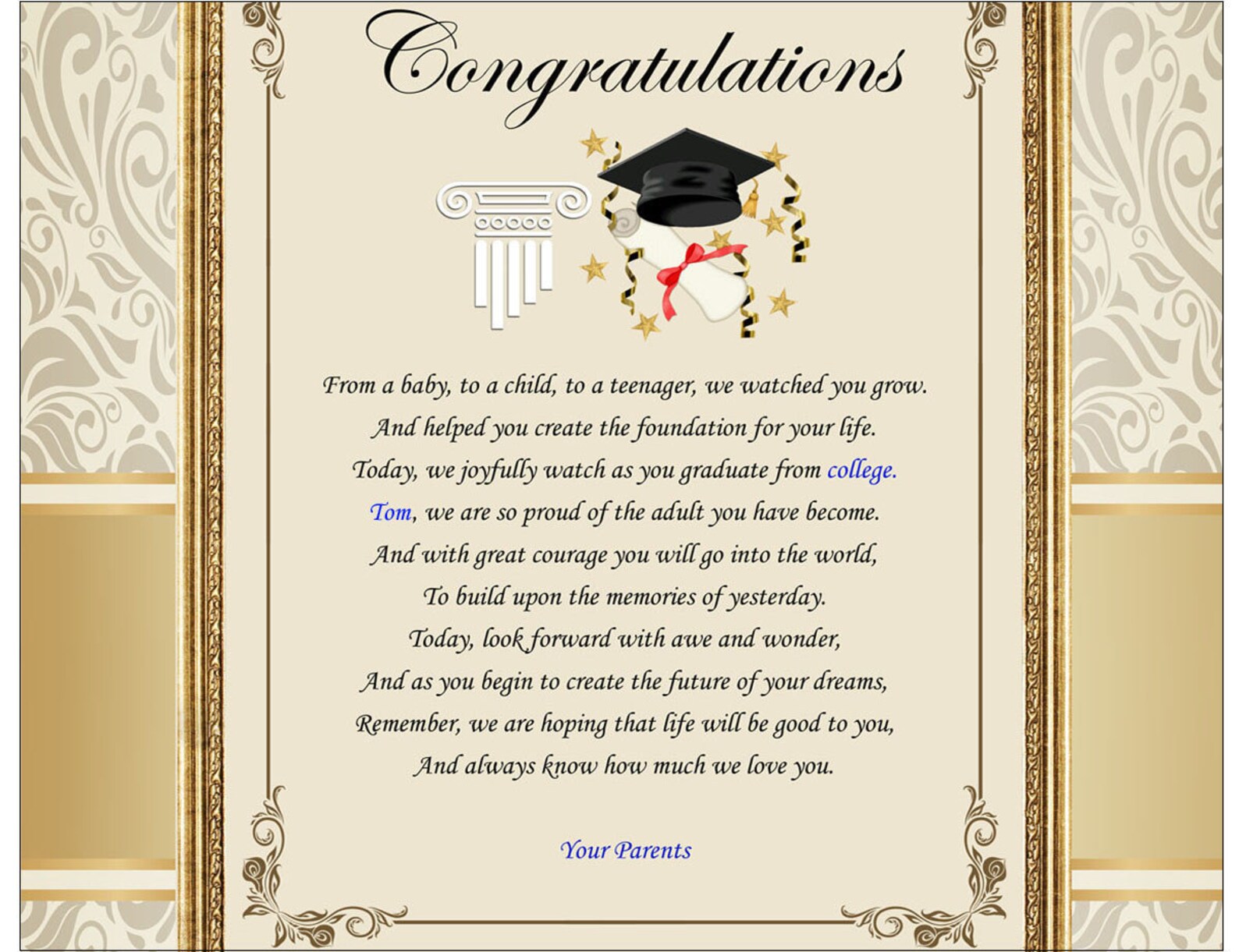 Poetry Picture Graduation Photo Frame Portrait College Graduate Picture ...