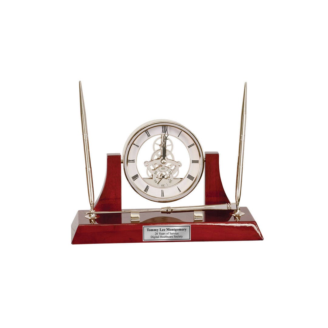 Engraved Clock Dual Pen Set Da Vinci Dial, Silver Letter Opening and ...